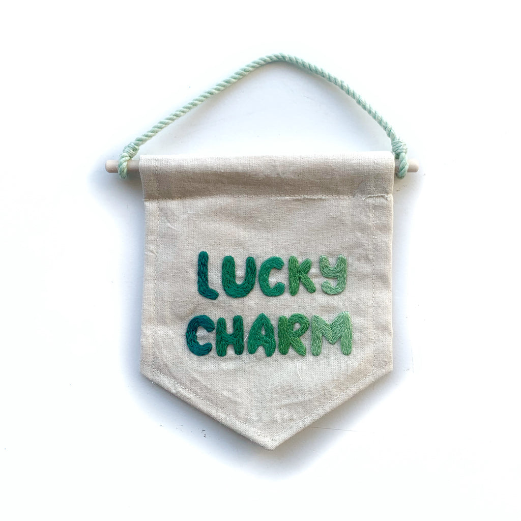 Lucky Charm Hand Embroidery Mini Banner – Land of Rhi